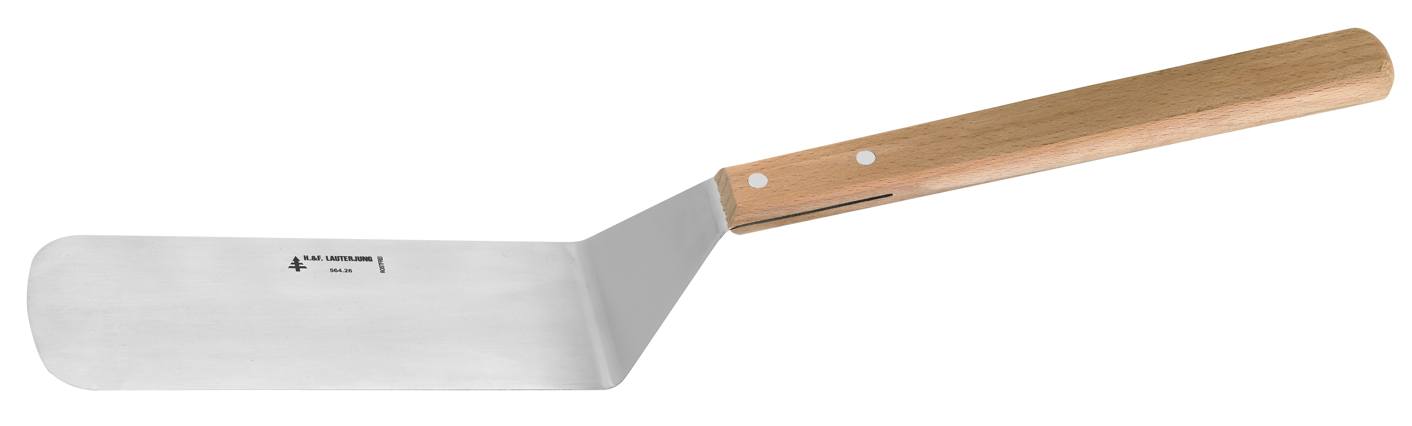Spatula, for oven use, cranked blade, wooden handle, 260mm Spatula, for oven use, cranked blade, wooden handle, 260mm